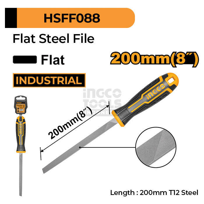 Flat Steel File (200mm/8") INGCO HSFF088 Kikir Besi Gepeng Pipih ...