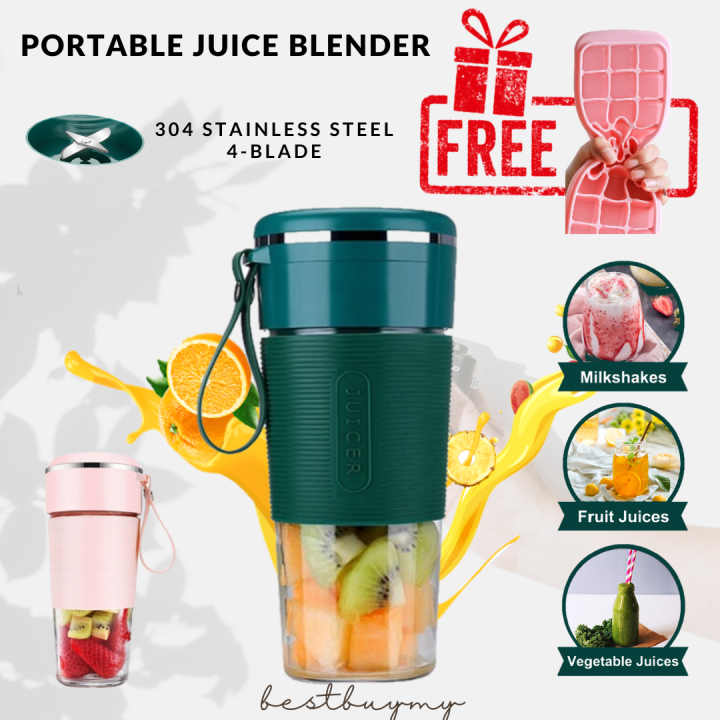 【Ready Stock】Juicer 4 Blades Mini Blender Juice Fruit Blender Buah ...