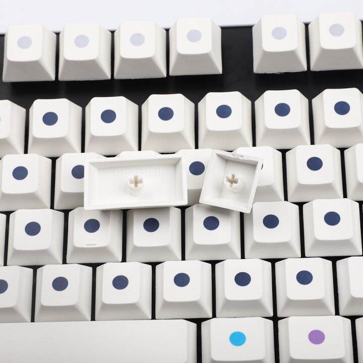 108-key White Dot Keycaps PBT Dye Sublimation Personality Keyboard ...