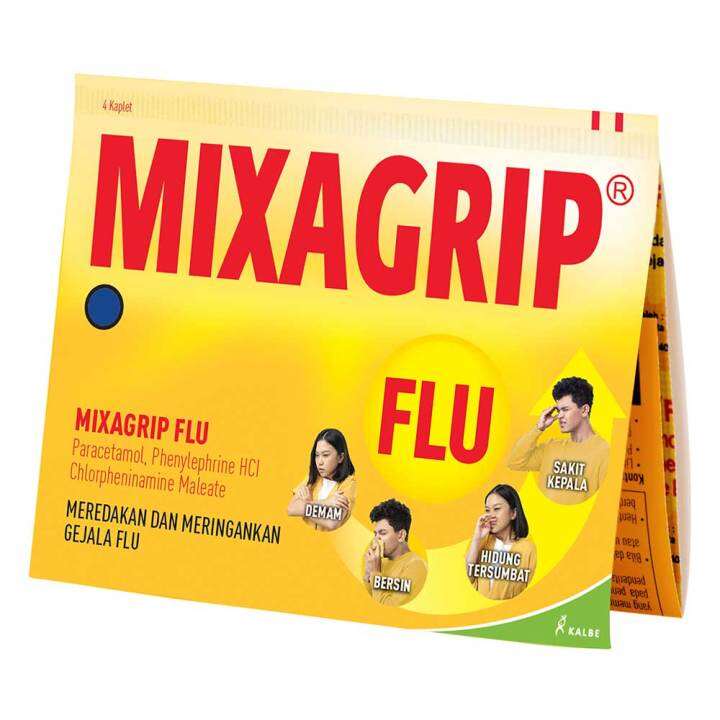 Mixagrip Flu 1 Strip / 4 Tablet Kaplet / Kuning / Obat Flu Bersin ...