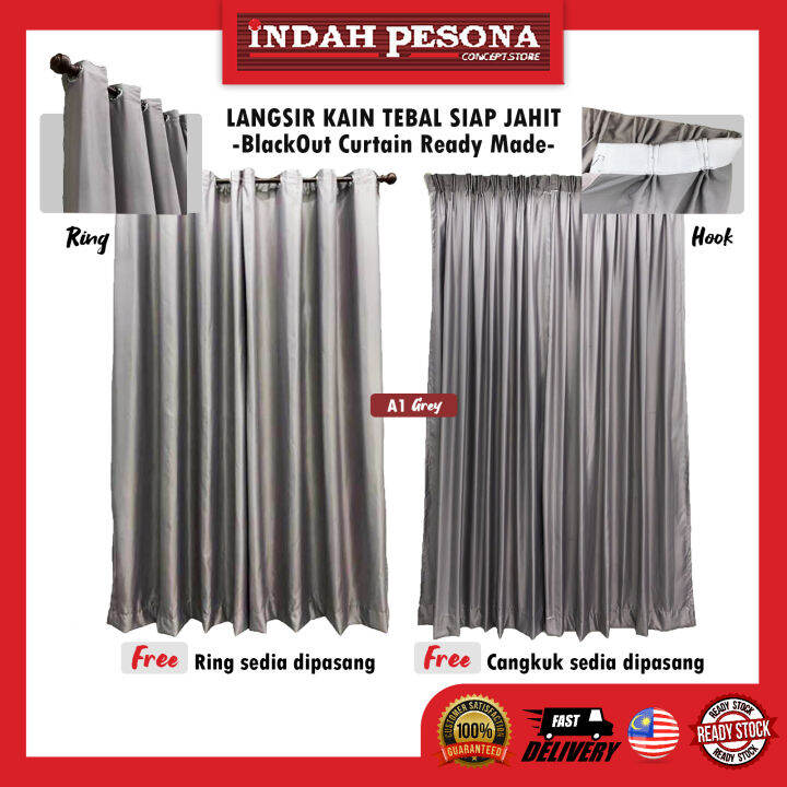 Blackout Ready Made Curtain !!! Langsir Kain Tebal Siap Jahit { Free ...