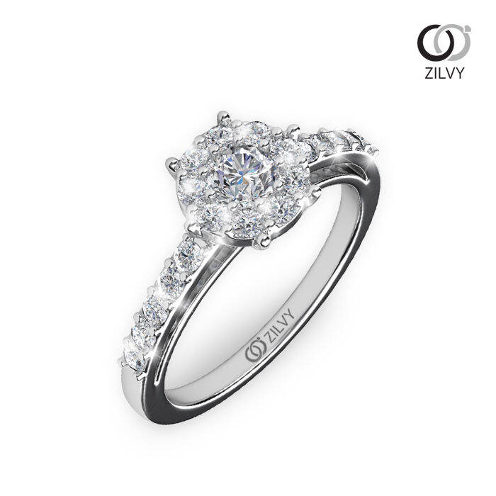 Zilvy แหวนเพชรผู้หญิงเพชรรวม 0.58 กะรัต น้ำร้อย | Lazada.co.th