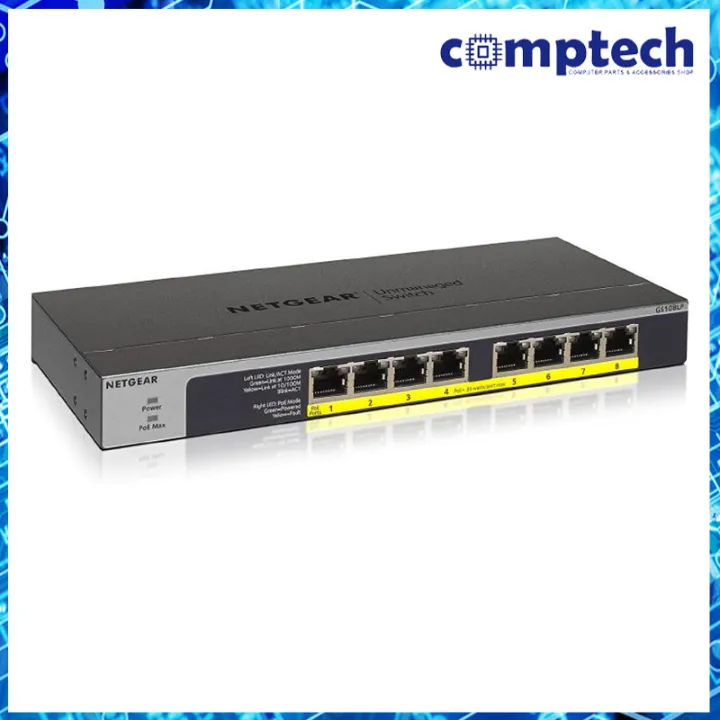 Netgear -GS108LP-100AJS 8-Port Gigabit Ethernet Unmanaged PoE/PoE+ ...