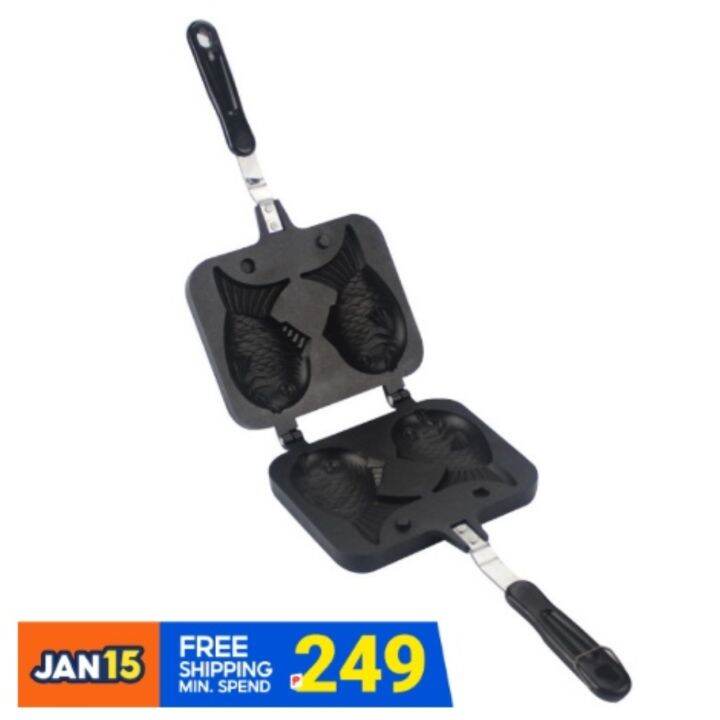 Taiyaki Double Fish Pan Handle Takoyaki Taiyaki stove pan cooker ...