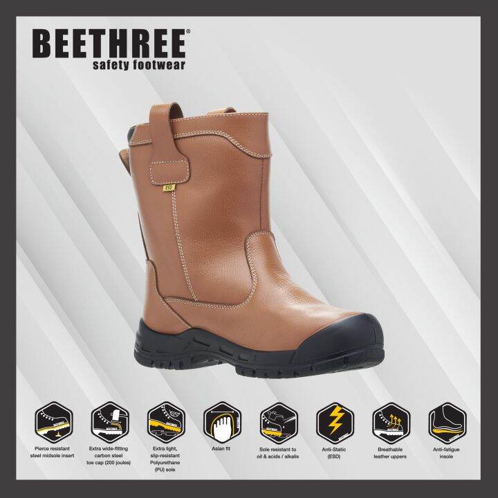 Safety Footwear BEETHREE BT-8835 9.5 Inches Pull-Up Boots (ORANGE) | Lazada