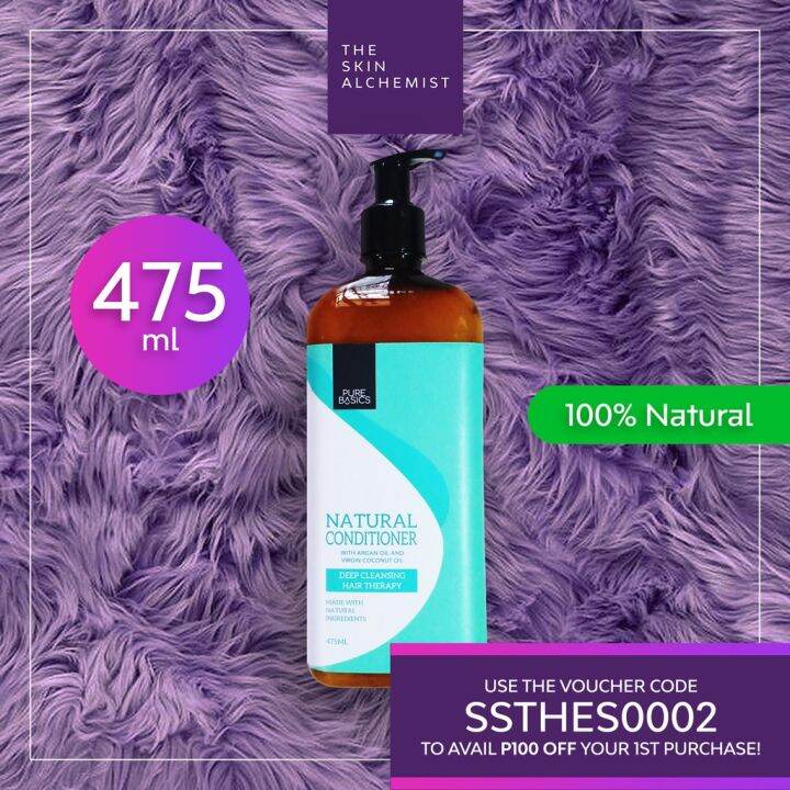 PURE BASICS Argan Oil Natural Conditioner Deep Cleansing Hair Therapy ...