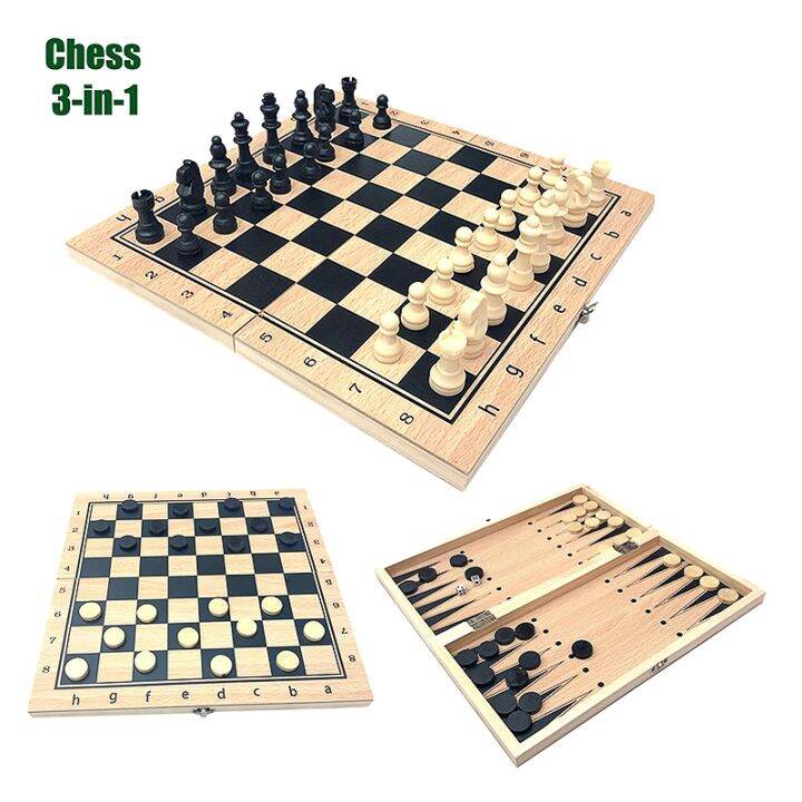 【COD】liulinli773478 3-In-1 Wooden Chessboard Folding Board Chess Game ...