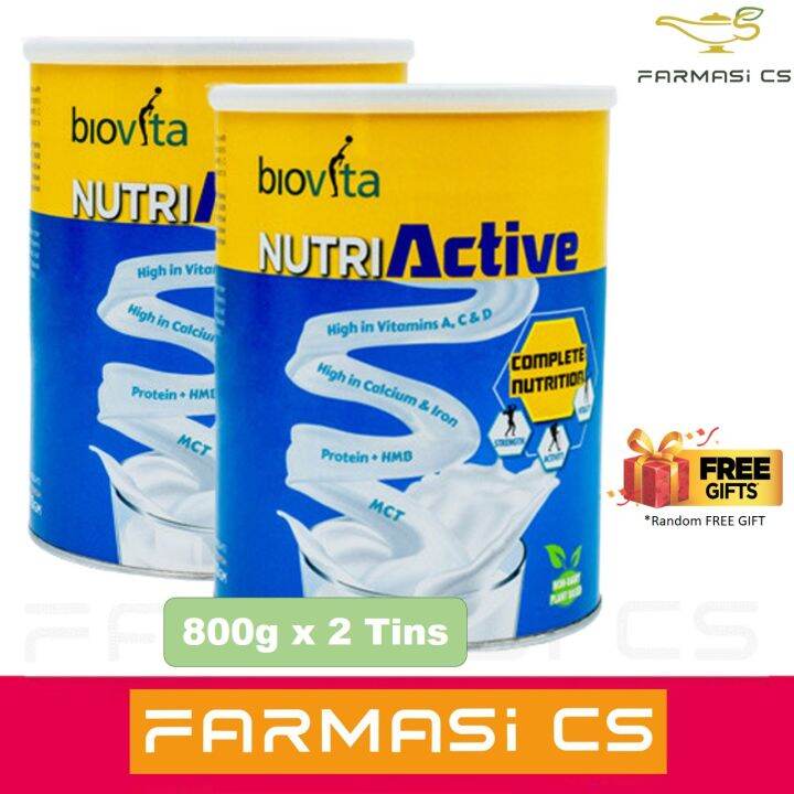 Biovita Nutri Active Plant-Based Complete Nutrition 800g x 2 Tins (TWIN ...