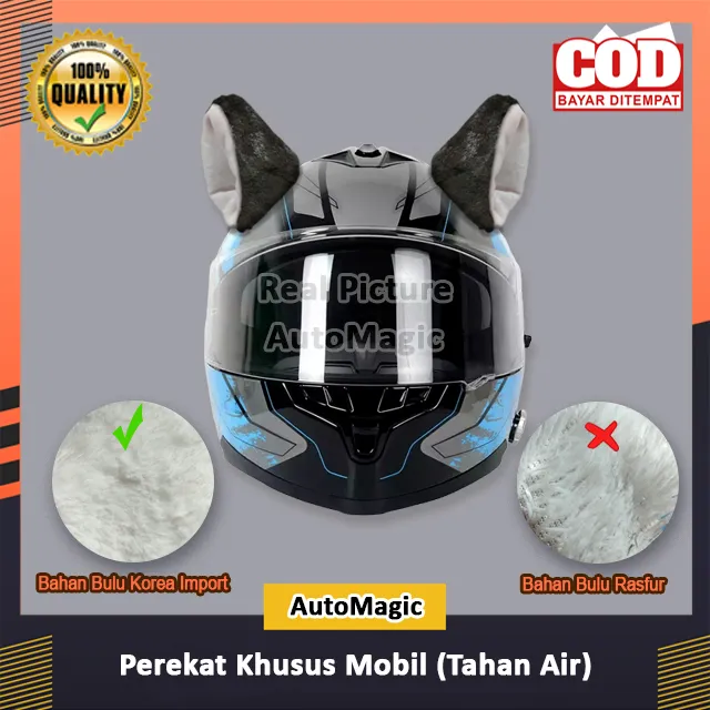 Helm Kuping Kucing isi 2 pics Bulu Import Korea Lembut Kuat (Original ...