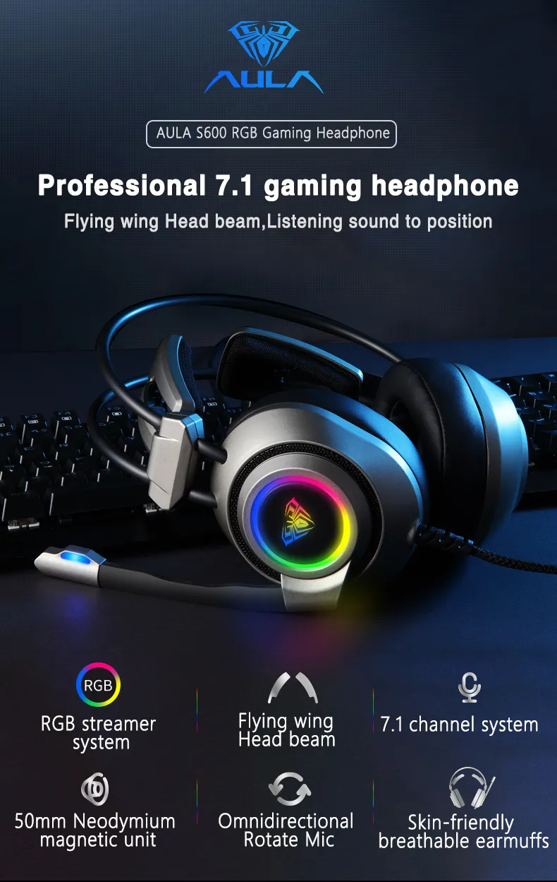 Aula G91 Gaming Headphones Computer Gamer Deep Bass For Laptop，Noise ...
