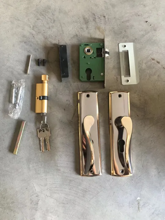 [Brand new authentic] Door lock and handle-stainless steel double lock ...