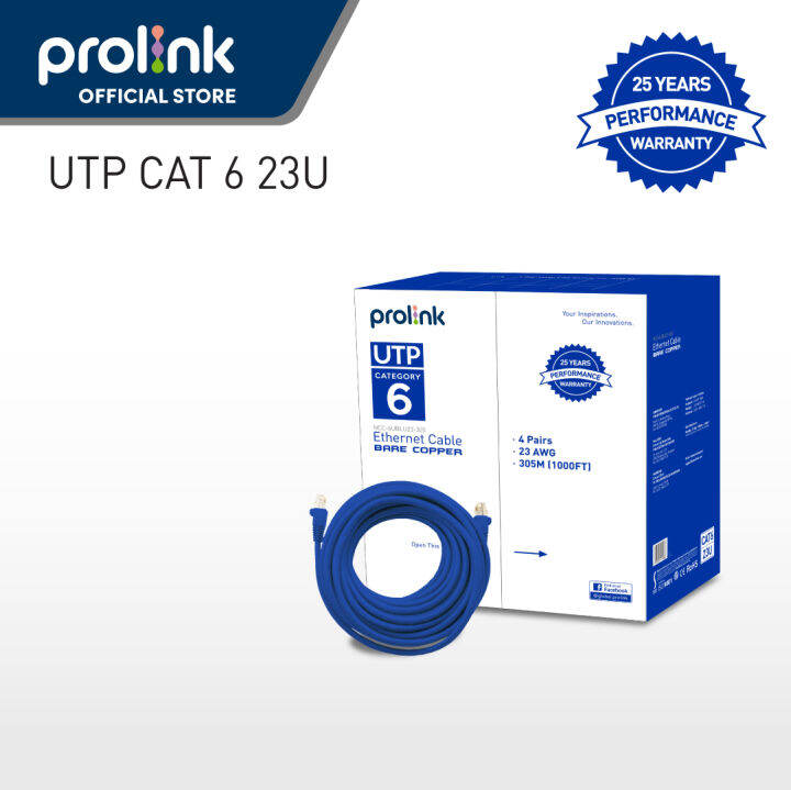 Prolink CAT6 100% copper Ethernet Cable Bare Copper UTP CAT6 23U 305m l ...