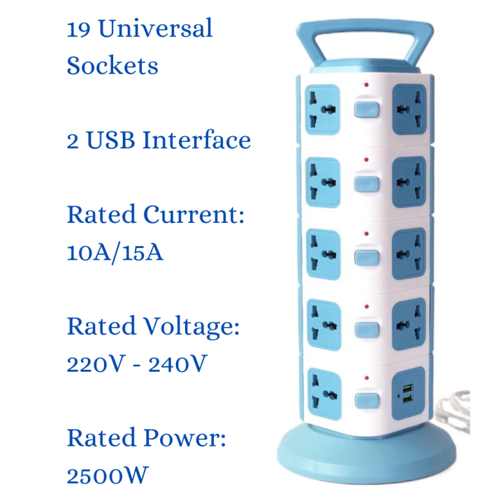 Joejoe DIY - Universal Tower Extension Cord, 5 Layers Power sockets ...