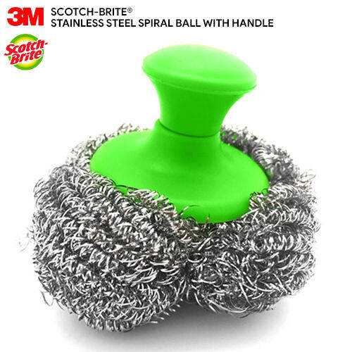3M Scotch Brite Stainless Steel Metallic Spiral Ball With Handle (1 Pc ...