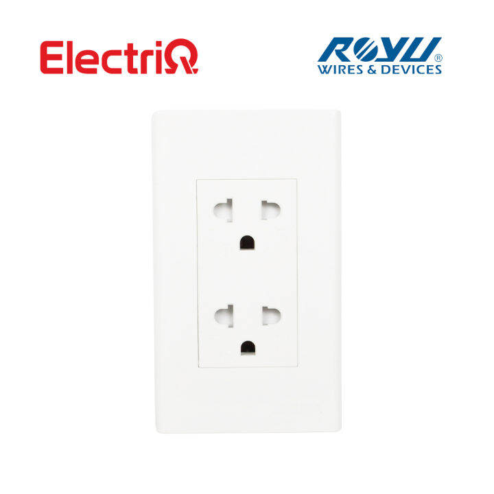 Electriq l Royu Duplex Universal Outlet with Ground (with Shutter) Set ...