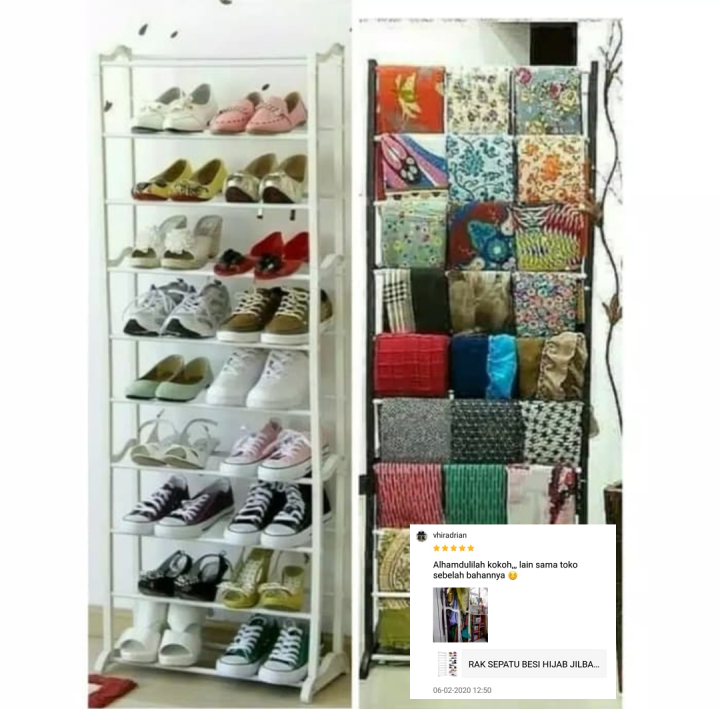 RAK JILBAB SEPATU HIJAB KERUDUNG BESI DISPLAY TOKO HITAM PUTIH 10 TGKT | Lazada Indonesia