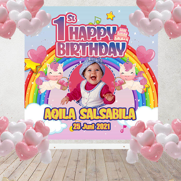 Banner Ulang Tahun Anak Perempuan Unicorn Rainbow | Lazada Indonesia