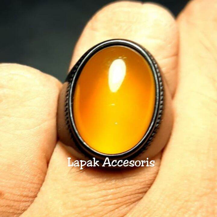 Cincin Batu Akik Natural Asli Cempaka Kuning Sunkist Chalcedony Top ...