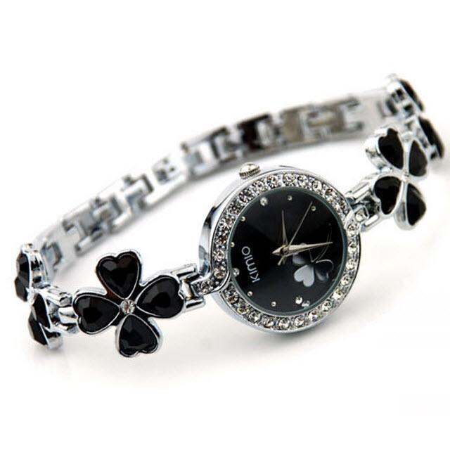 Kimio นาฬิกาข้อมือผู้หญิง สายและหน้าปัดประดับจิลเวลลี่ หรูหรา รุ่น ...