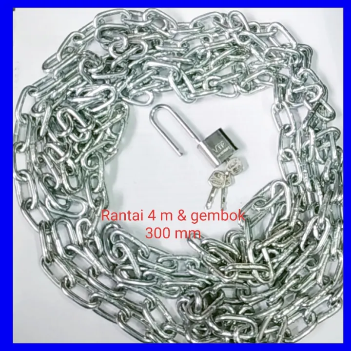 Rantai 1 ,2,3,4 dan 5 meter dan 1 gembok rantai baja stenlis serbaguna ...