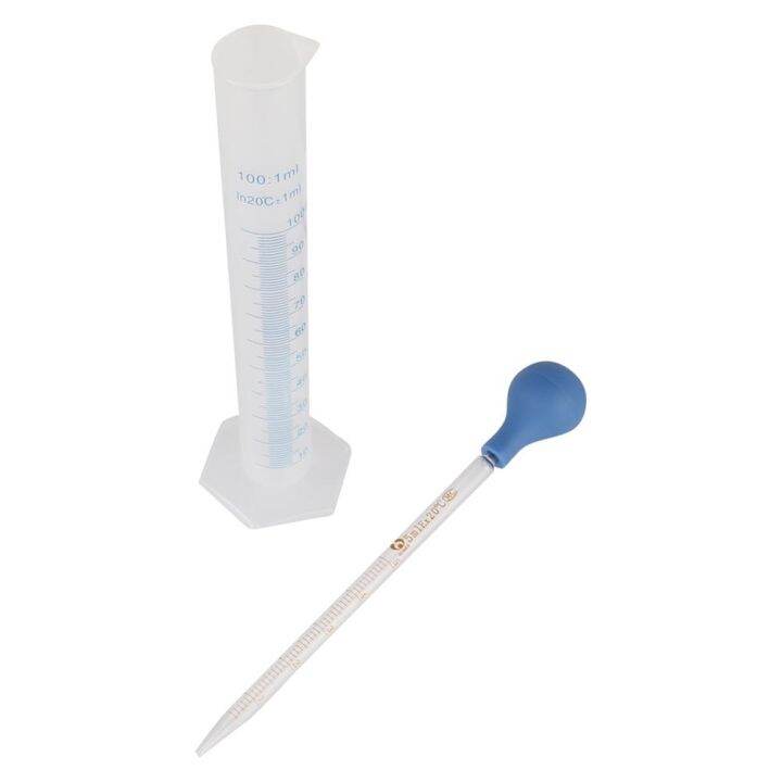 5ml/10ml Rubber Head Glass Dropper and 100ml Measuring Cylinder Kit ...