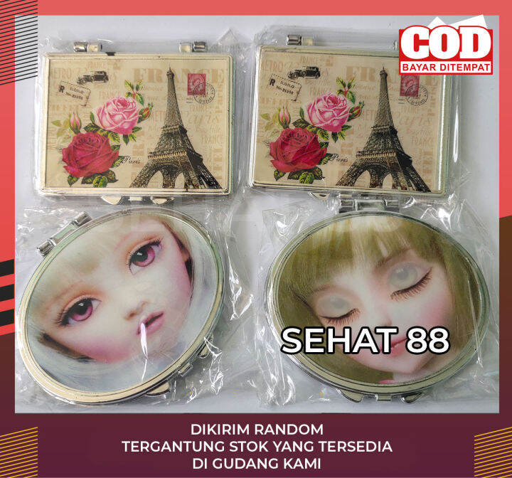 Kaca Lipat Mini Karakter Lucu Kotak Dan Elips, Kaca Lipat Model Buku ...