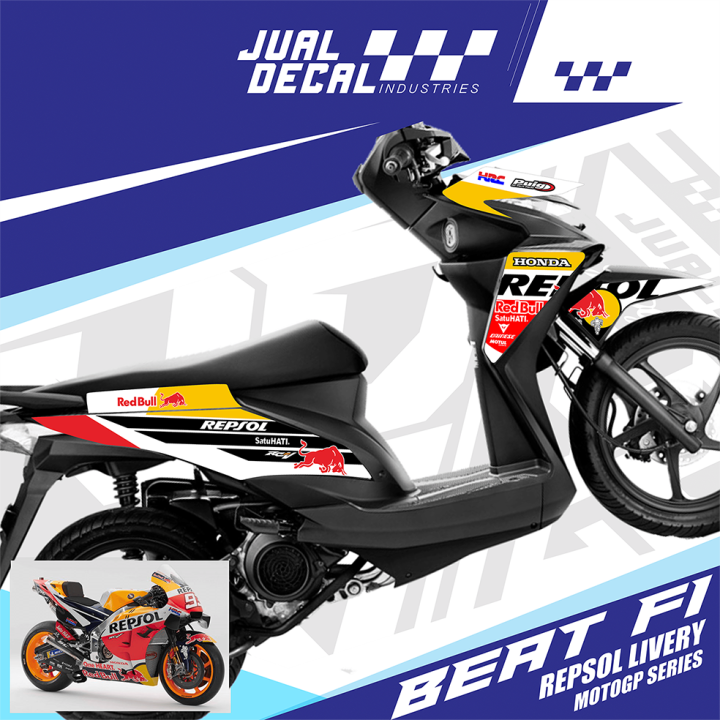 Striping Beat Fi Variasi Stiker REPSOL Livery Honda Beat 2012 – 2016 ...
