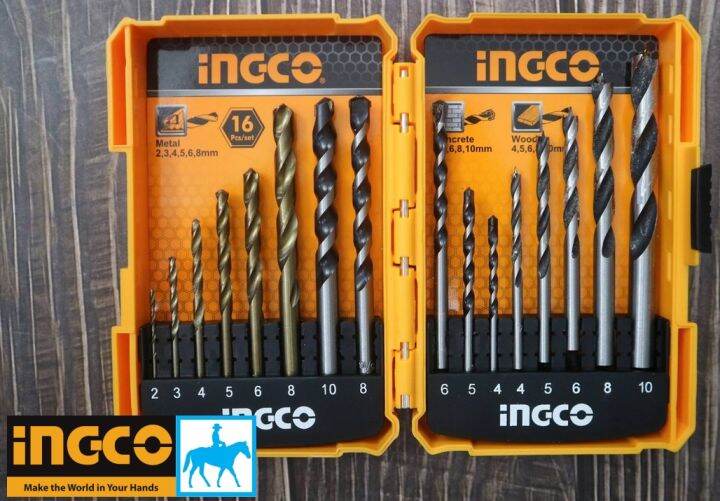 Bộ 16 mũi khoan kim loại bê tông gỗ Ingco AKD9165 TACSDL11601 | Lazada.vn