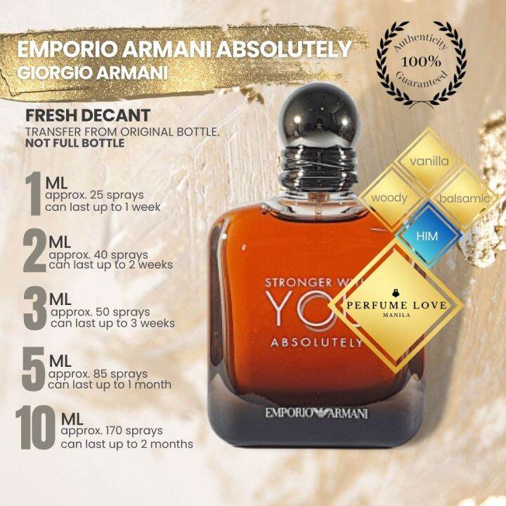 PERFUME DECANT Emporio Armani Stronger With you Absolutely woody ...