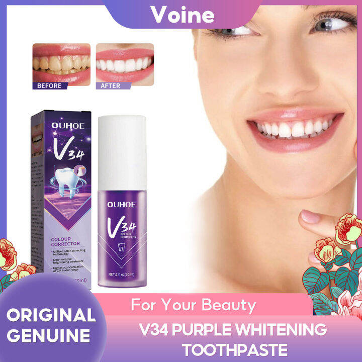 Ouhoe V34 Purple Whitening Toothpaste Cleansing Toothpaste For Tooth Stain, Smoky Tooth Repair ...