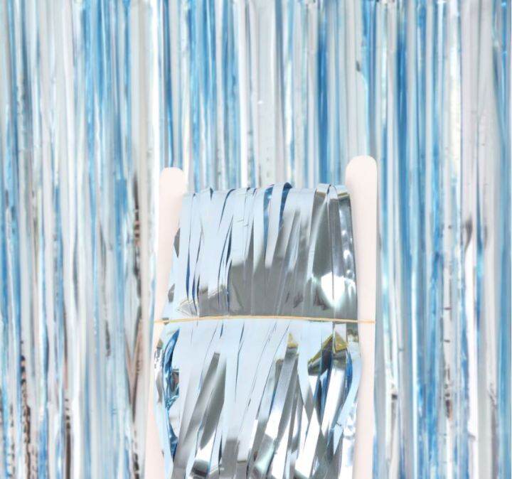 Light Blue Metallic Foil Curtain Backdrop (1meter x 2meters) | Lazada PH