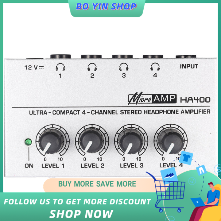 HA400 Ultra-compact 4 Channels Mini Audio Stereo Headphone Amplifier ...