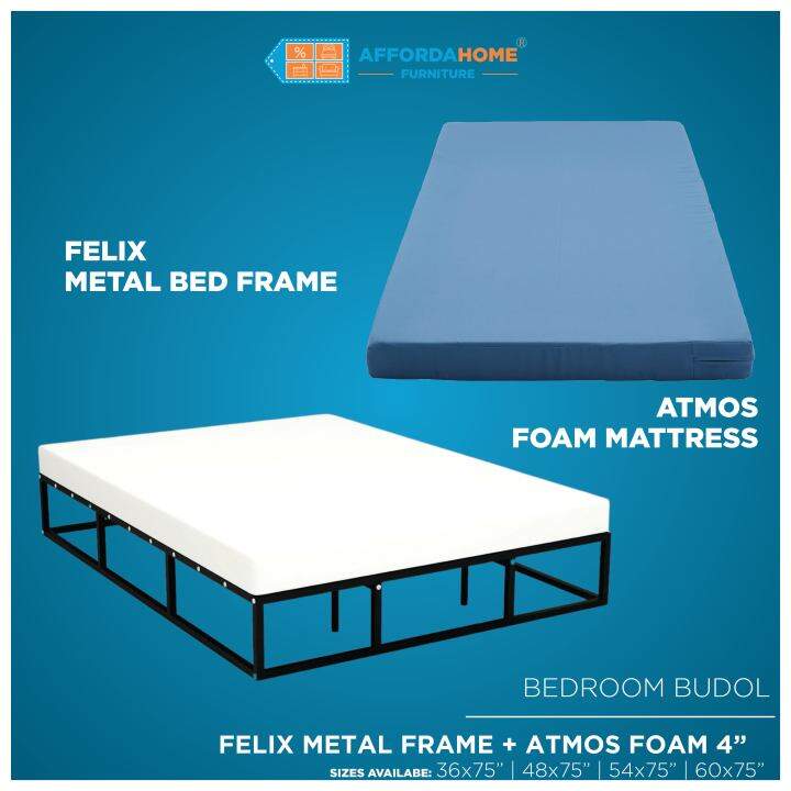 BUNDLE FELIX BEDFRAME + 4" ATMOS FOAM MATTRESS | Lazada PH