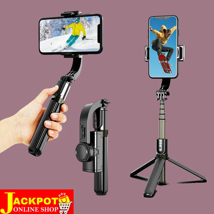 Jackpot Gimbal Phone Stabilizer Selfie Stick with Tripod and Bluetooth ...