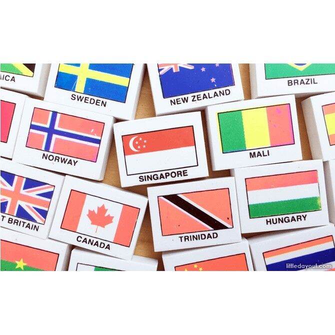 Collection Vintage Countries Flags Eraser with Name of Countries ...