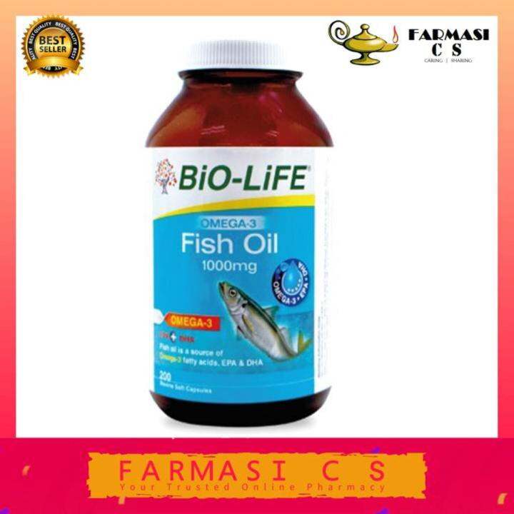 Bio-Life Fish Oil 1000mg 200 capsules EXP:07/2024 ( Biolife Omega 3 ...