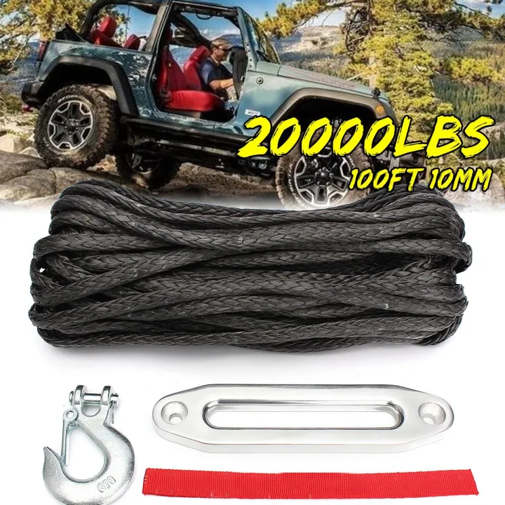 10mm X 30m Dyneema SK78 Synthetic Winch Rope Hook Aluminium Fairlead ...