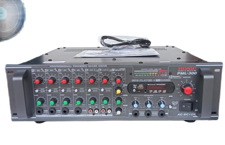 HONIC PML300 เครื่องขยายเสียงกลางแจ้งแมทชิ่งไลน์ 100V ในตัวใช้ได้ทั้งไฟบ้าน AC220V.และแบตเตอรี่ ...
