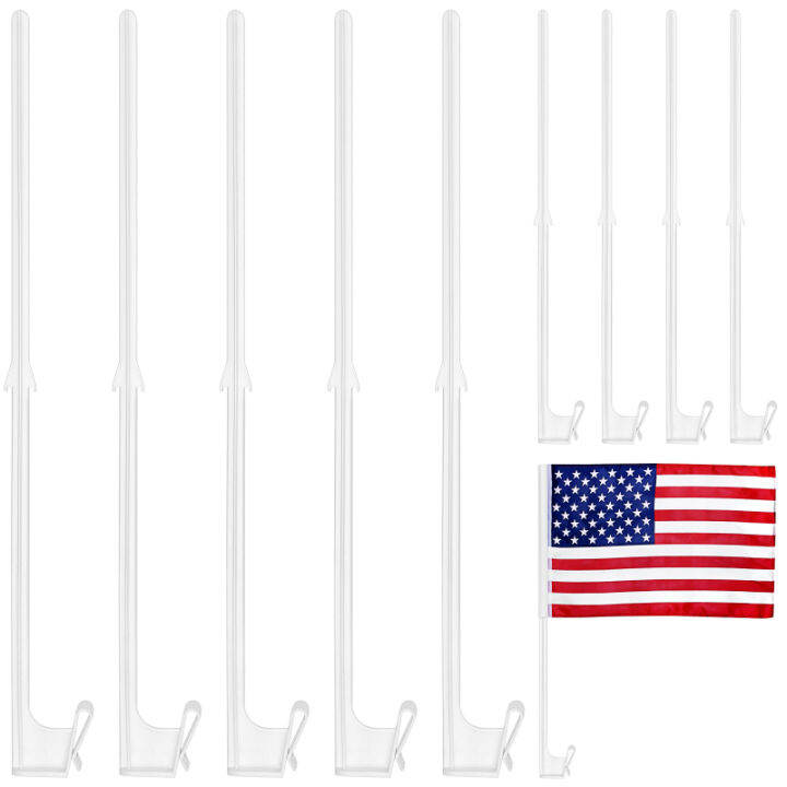 BESTOMZ 10 Pcs Flagpole Stand Car Window Poles House Flags Clip Mount ...