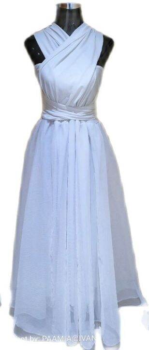 WHITE INFINITY DRESS WITH SOFT TULLE (FLOOR LENGTH) FREE SIZE fit to XL ...