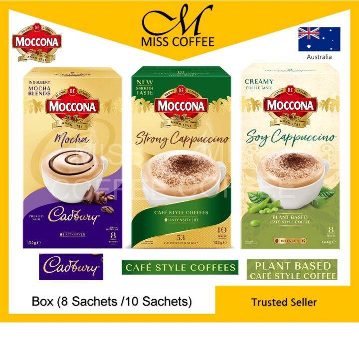 NEW - Australia Moccona Sachet Coffee 3 in 1 Cadbury Plant Based Coffee Cappuccino Latte Soya ...