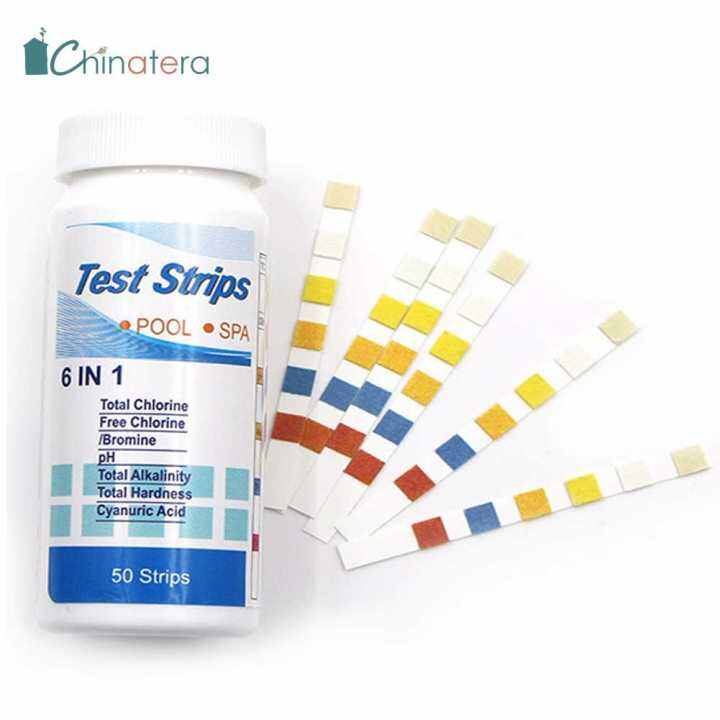 6-In-1 Swimming Pool Test Paper Residual Chlorine PH Value Alkalinity ...