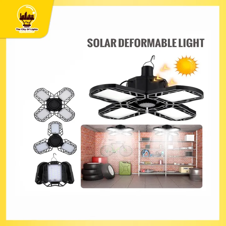 TCLS Rechargeable Solar LED Deformable Garage Light Foldable Fan Blade ...
