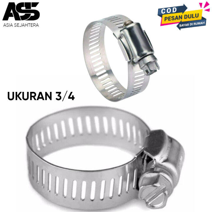 Klem Selang Pipa Stainless Steel 3/4" Hose Clamp Pipe Taman Klem ...