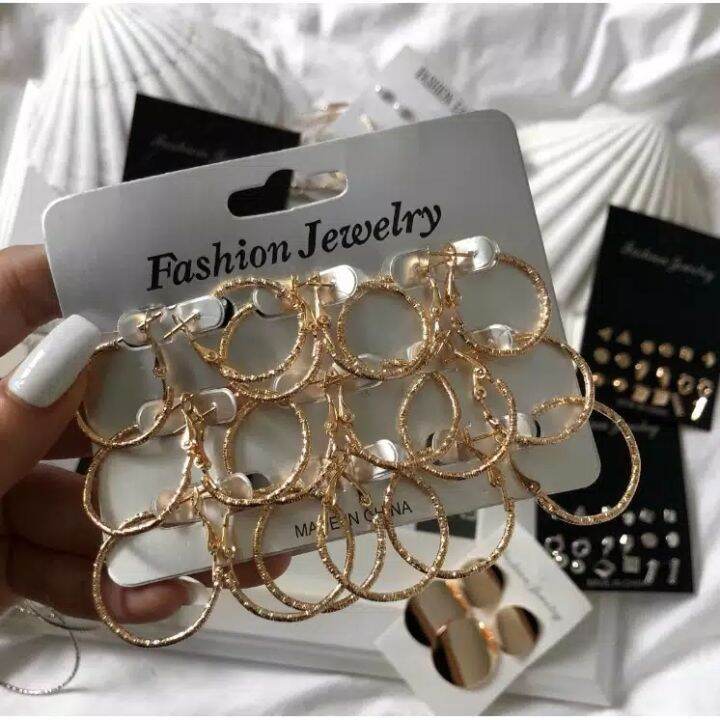 anting bulat 9 pasang | Lazada Indonesia