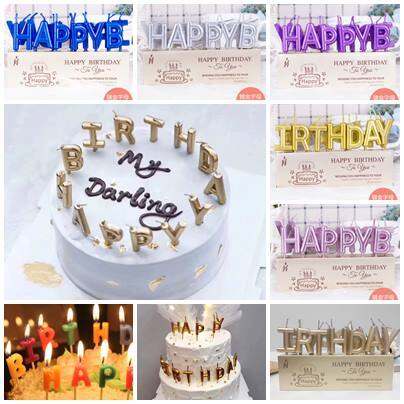 Happy Birthday Candle Cake Topper Candles Gold Silver Kek Lilin | Lazada