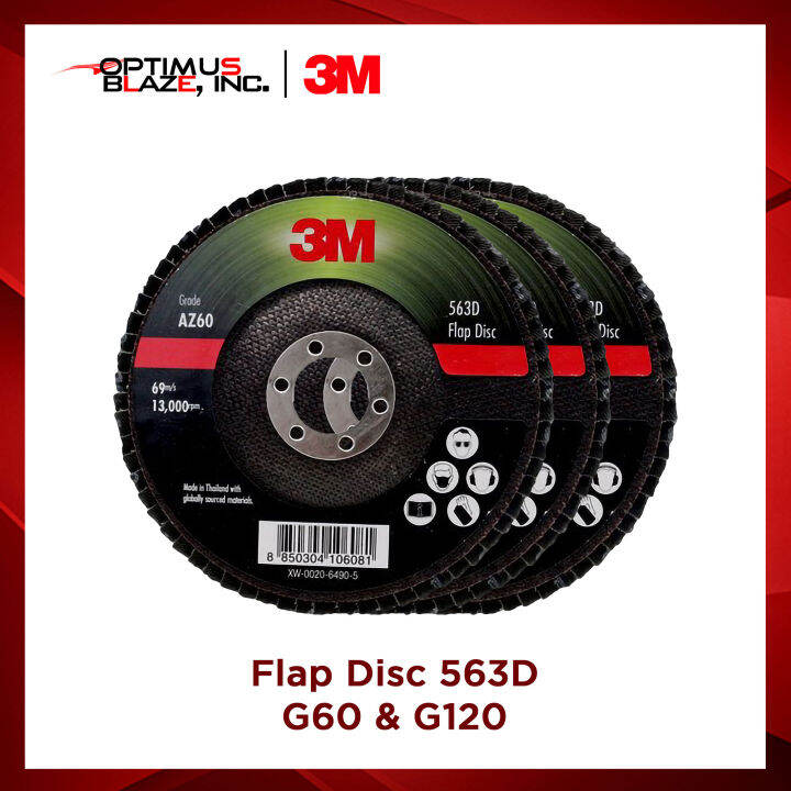 OptimusBlaze [3pcs] 3M Flap Disc 563D G60 & G120, 100mm | Lazada PH