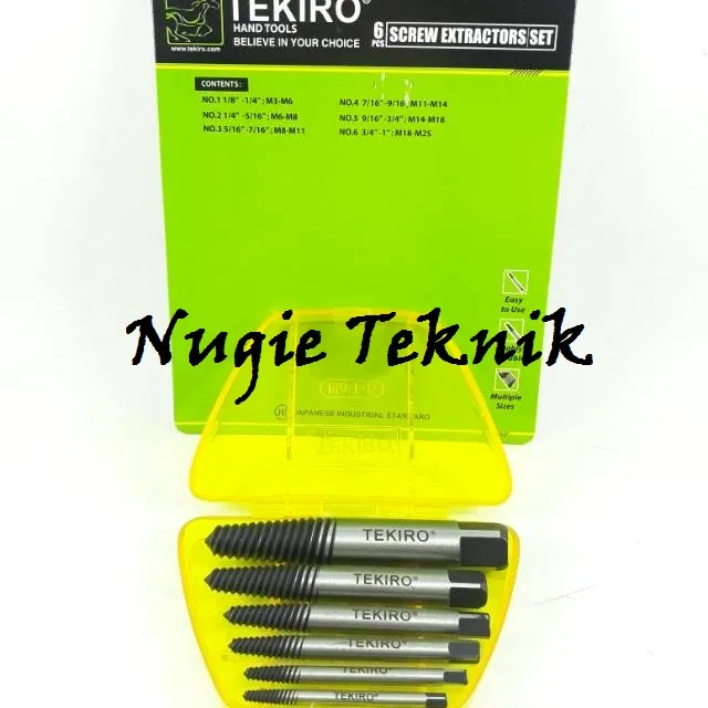 Tekiro tap baut rusak 6pcs buka baut patah screwdriver extractor set ...