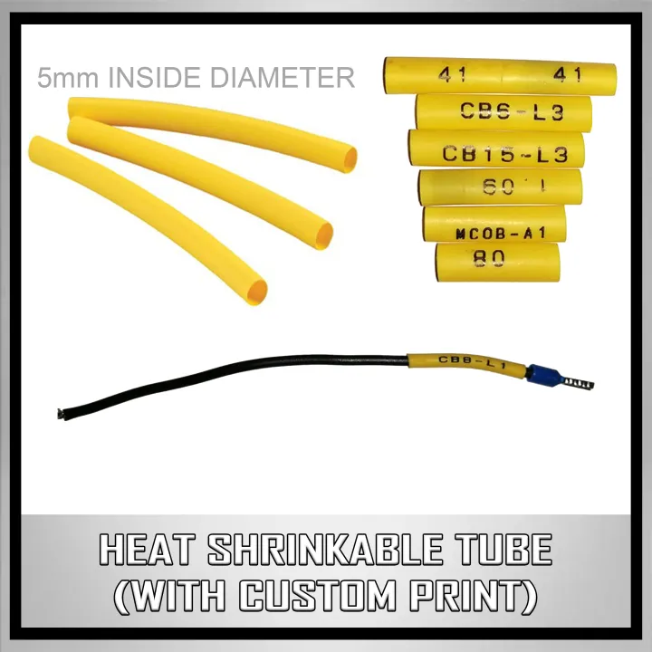 10PCS (5mm INSIDE DIAMETER) HEAT SHRINKABLE TUBE WITH CUSTOM PRINT ...