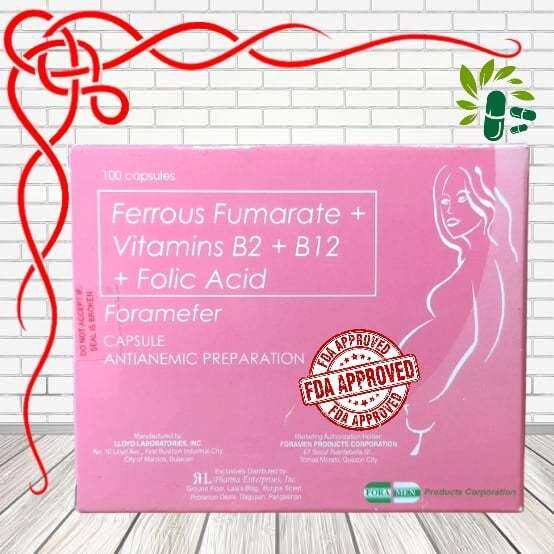 FORAMEFER (Ferrous Fumarate + vitamins B2 + B12 + Folic Acid) 100 ...